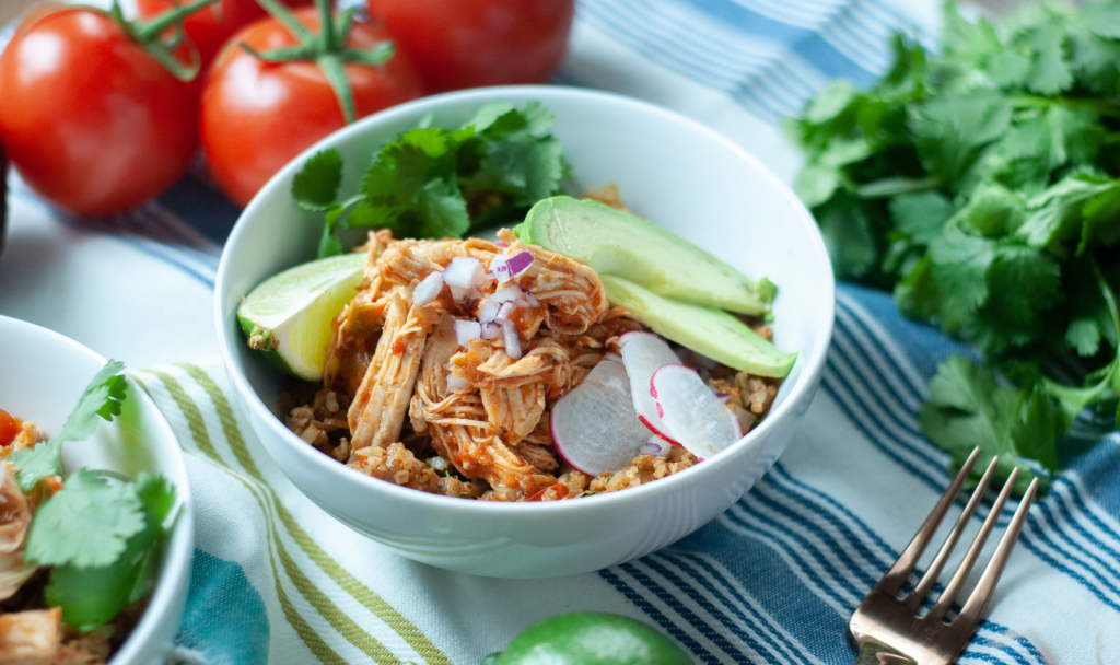 Chicken Burrito Bowl with Cauliflower “Rice” - Macrostax